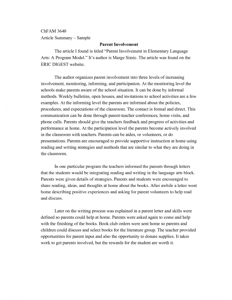 Good And Poor Summarizing An Article Example – Paraphrase Example